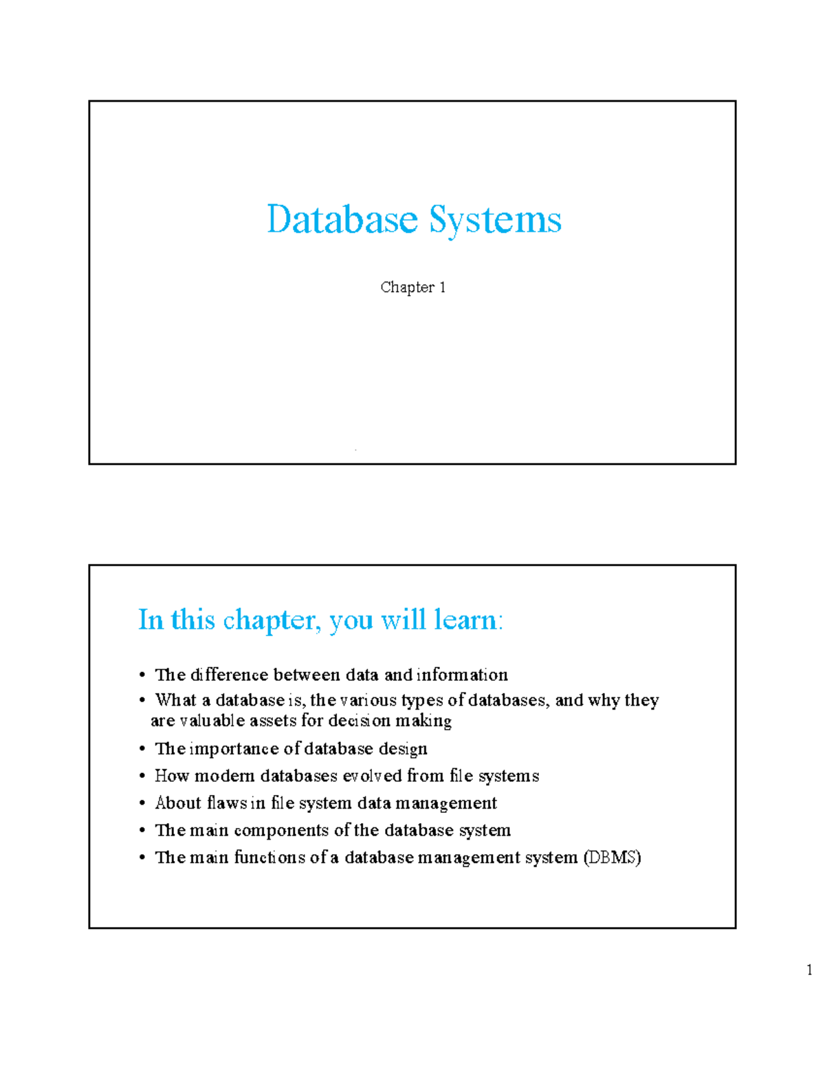 DBMS Chapter 01 Database Systems - D a t a b a s e Sys te m s C ha pte r 1 . I n t hi s c ha pt ...