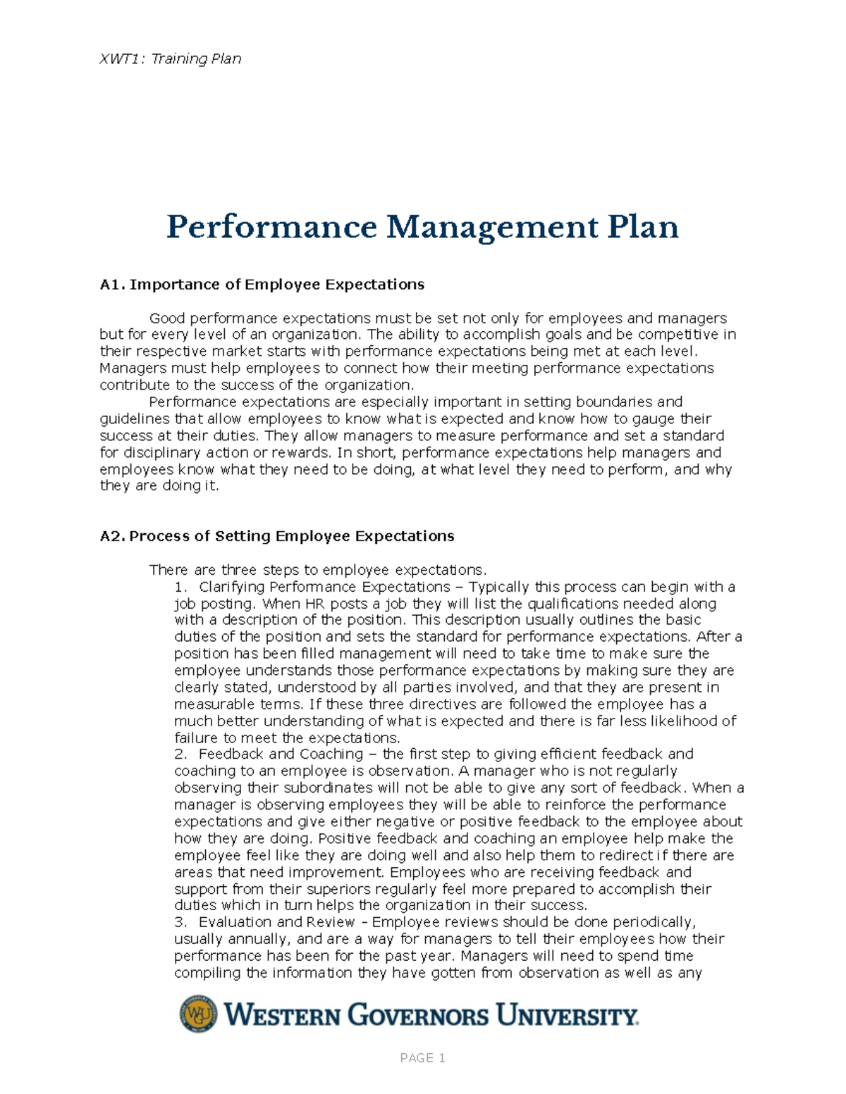 Performance Management Plan - Importance of Employee Expectations Good ...