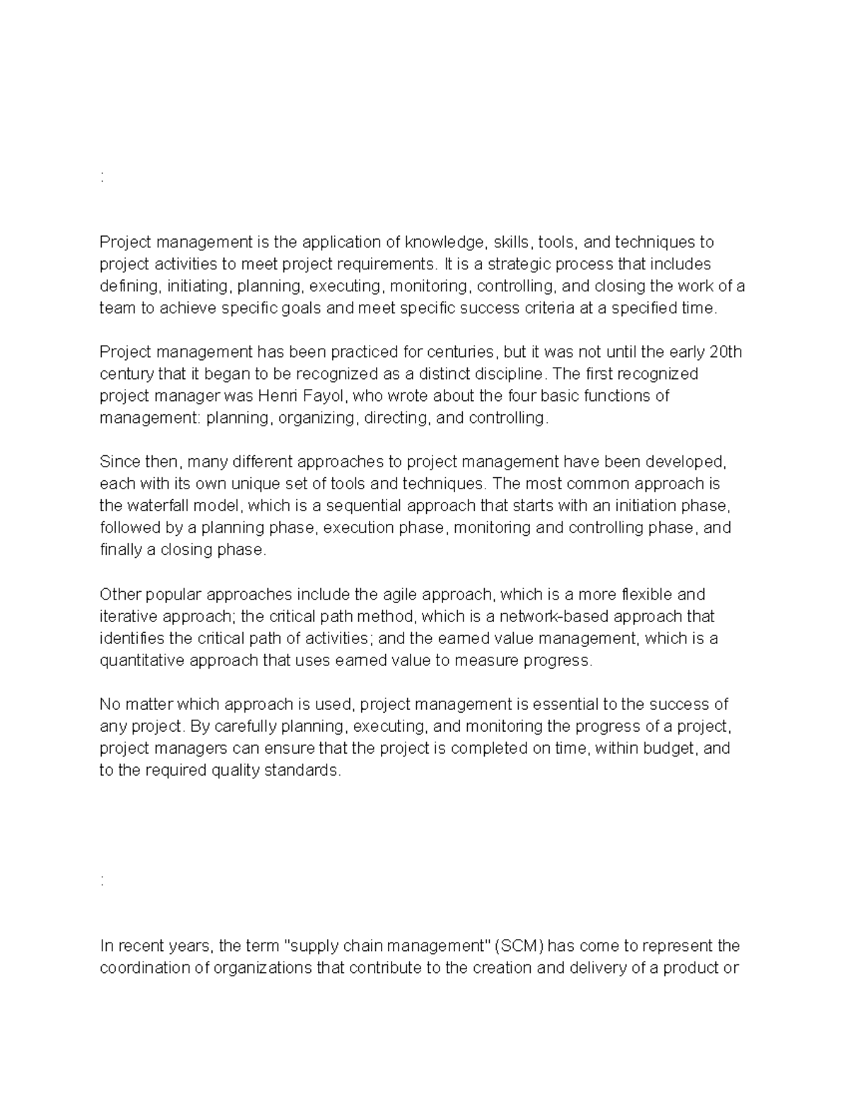 OPMGT 301 course outline - : Project management is the application of ...