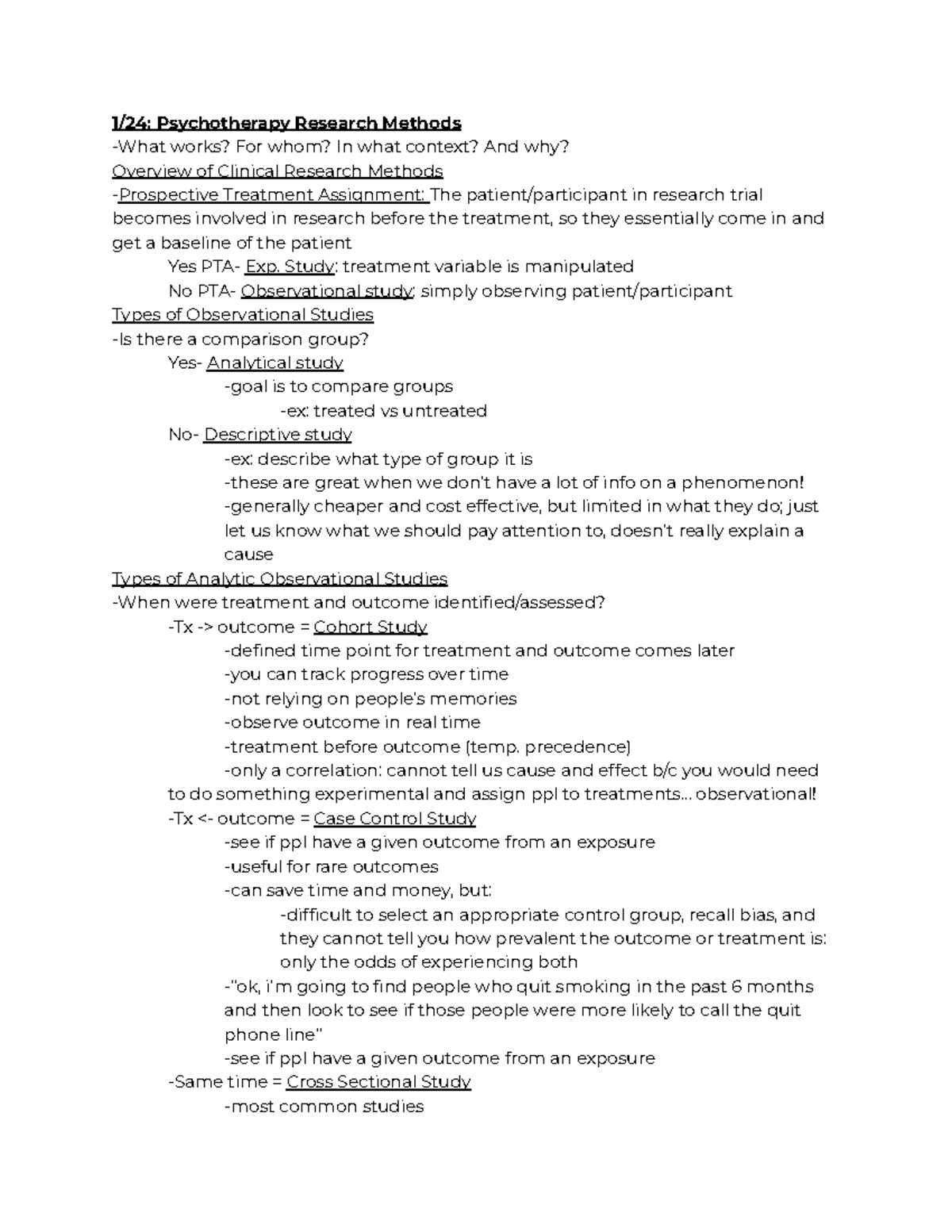 Psychotherapy notes - 1/24: Psychotherapy Research Methods -What works ...