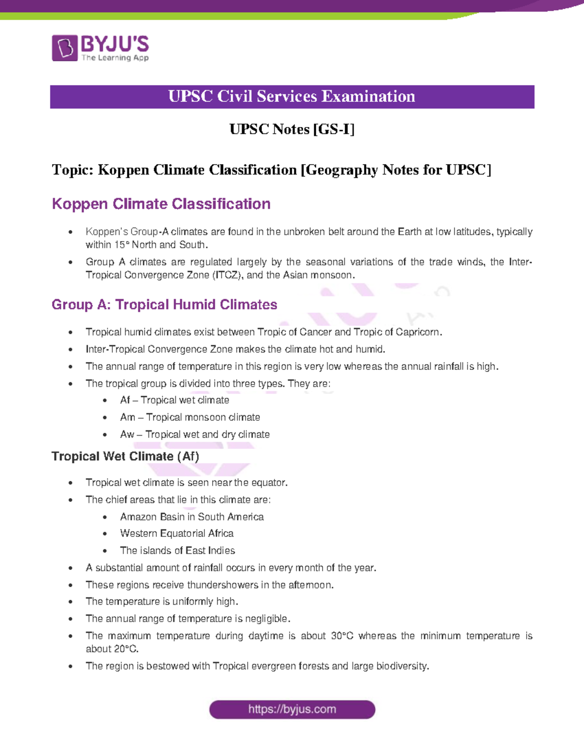Koppen Climate Classification Geography Notes for UPSC - Group A ...
