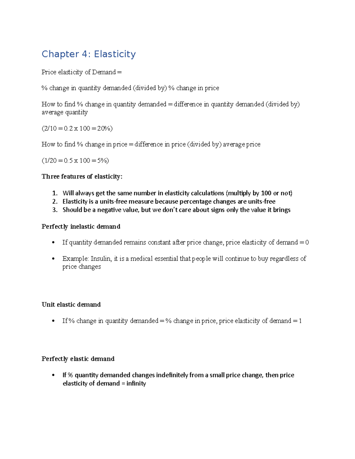 Econ 101 Module 4 - econ 101 lecture notes - Chapter 4: Elasticity ...