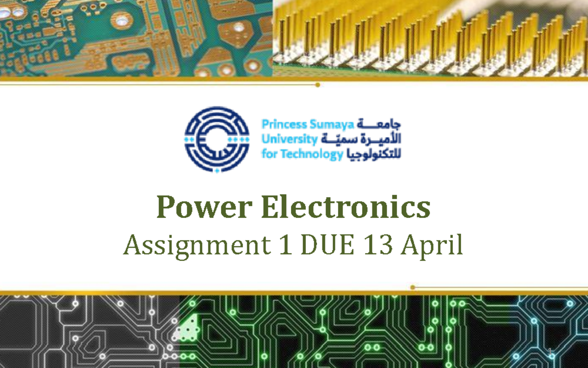 PE- HW#1 - jjkn - Power Electronics Assignment 1 DUE 13 April 48 V 0 H 50 Ω 0 μF t = 0 i(t) 48 V ...