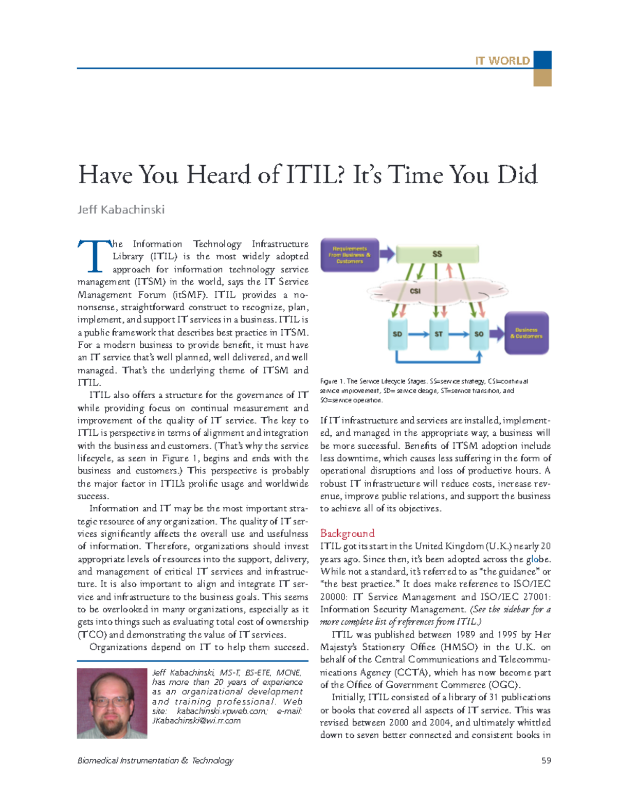 ITIL WGU - Jerry - Biomedical Instrumentation & Technology 59 T he ...