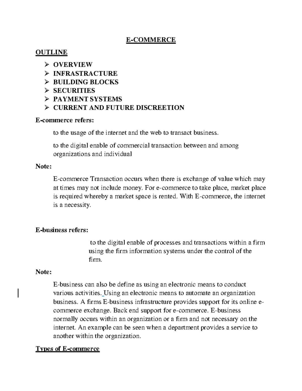 E Commerce 1 E Commerce Lecture Notes By Dr Wen E Commerce Outline