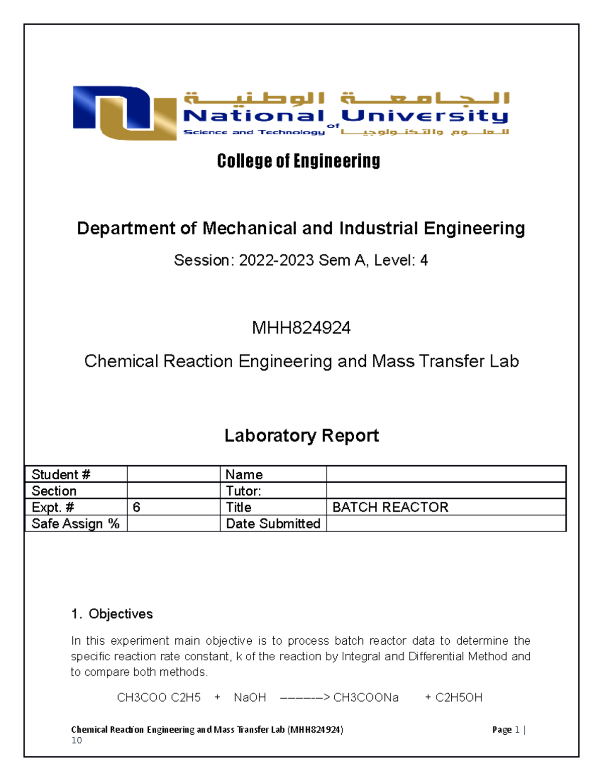 Lab 6 - lab 6 - College of Engineering Department of Mechanical and ...