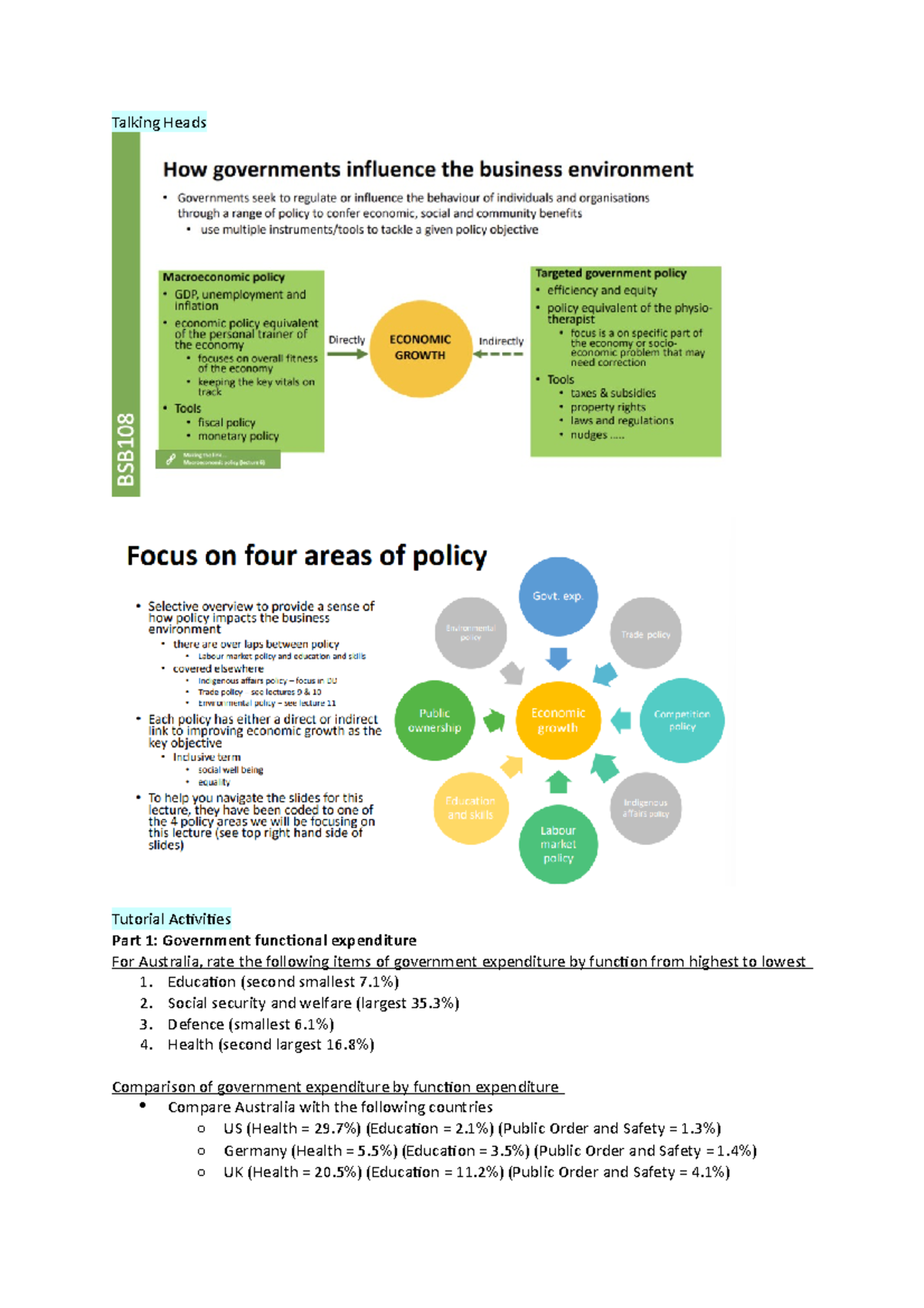 Tutorial 8 Notes - Talking Heads Tutorial Activities Part 1: Government ...