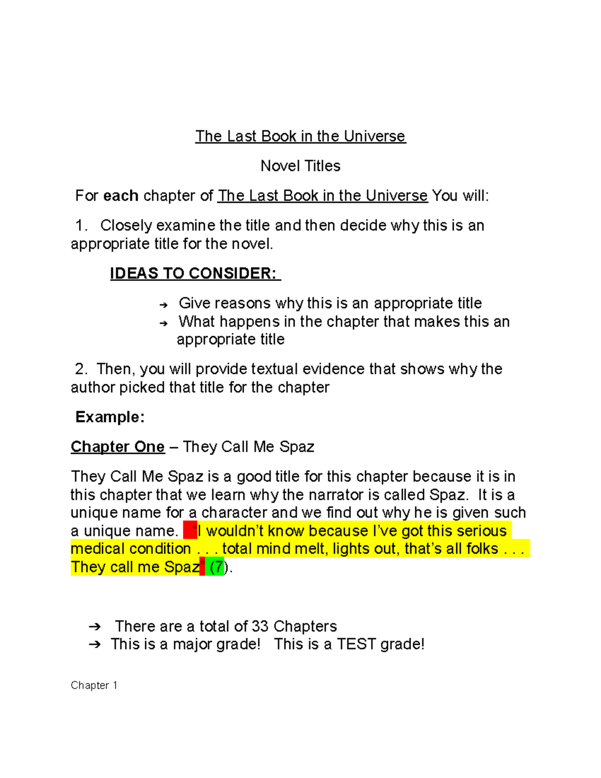 Untitled document - Correct - The Last Book in the Universe Novel ...