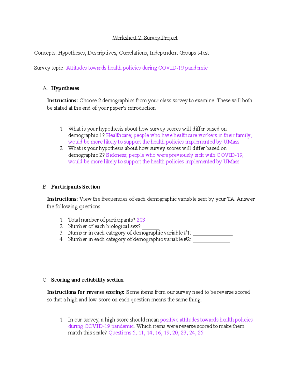 Worksheet 2: Survey Project Concepts - Studocu