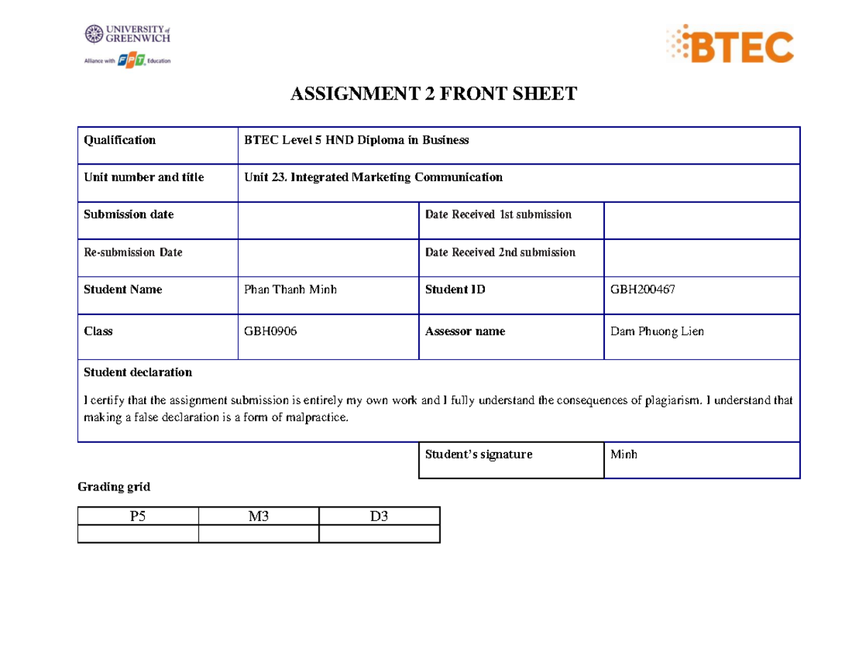 535 ASM 2 đã chuyển đổi - chiến dịch sinh nhật baemin - ASSIGNMENT 2 FRONT SHEET Qualification ...