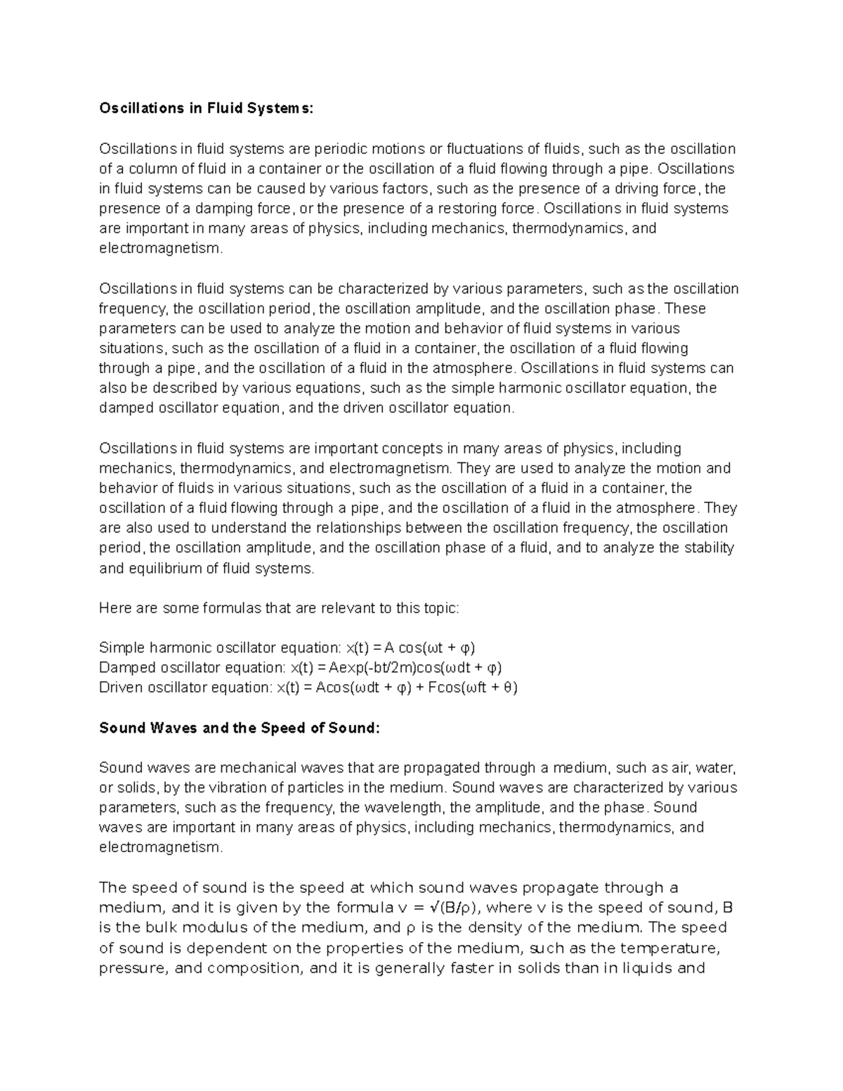 PHYS 220 Lecture Notes PT 3 - Oscillations in Fluid Systems ...
