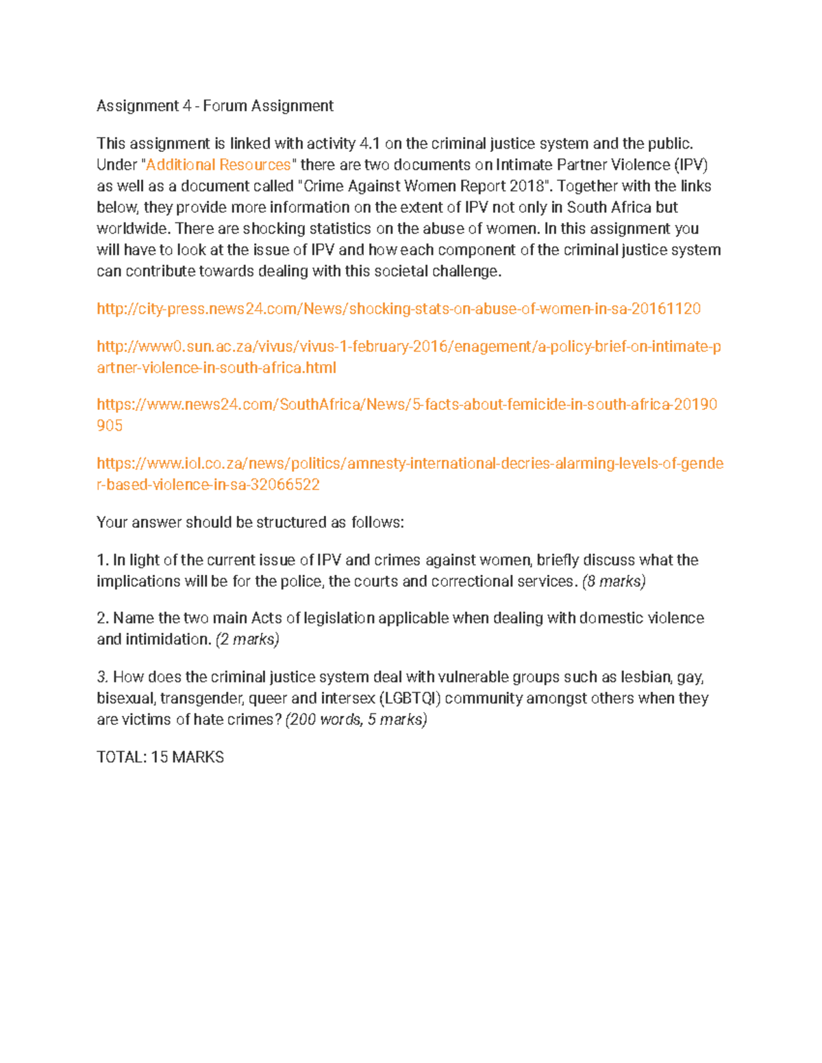 Untitled document (15) - Assignment 4 - Forum Assignment This ...