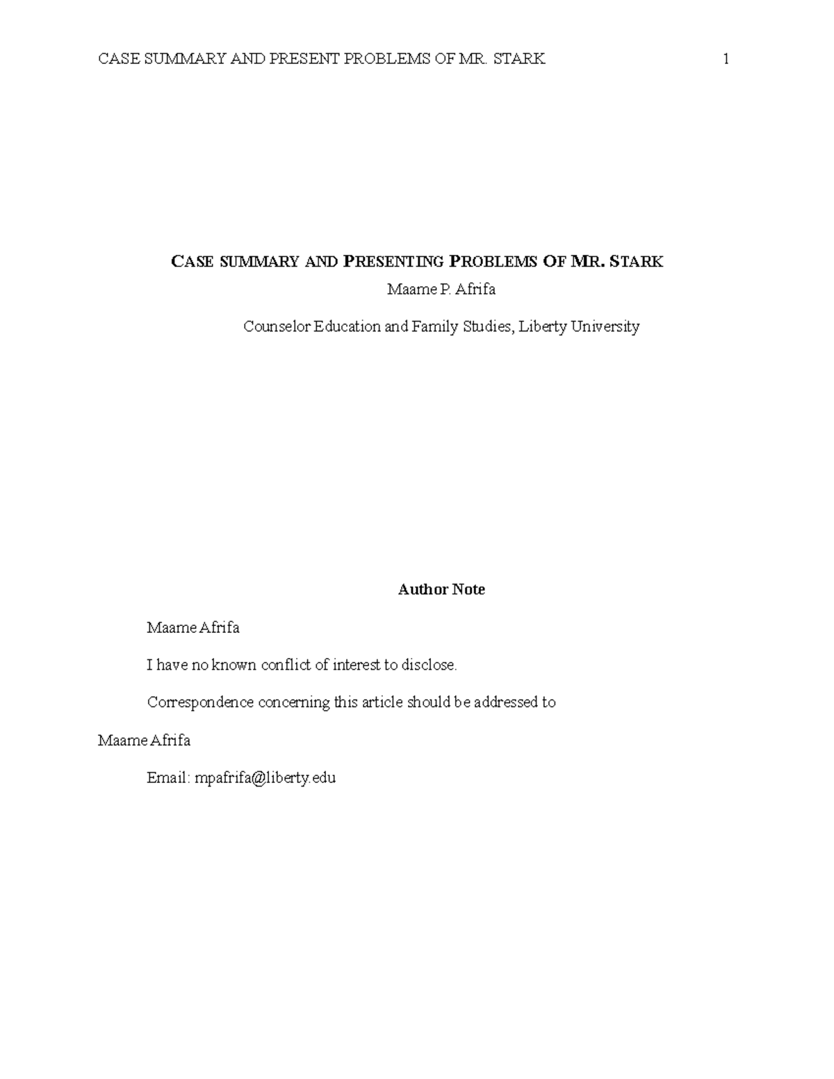 Case Summary and Presenting Problems - CASE SUMMARY AND PRESENT ...