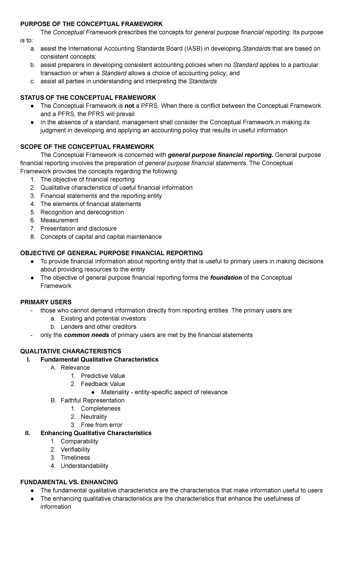 CFAS - Conceptual Framework for Financial Reporting - PURPOSE OF THE CONCEPTUAL FRAMEWORK The ...
