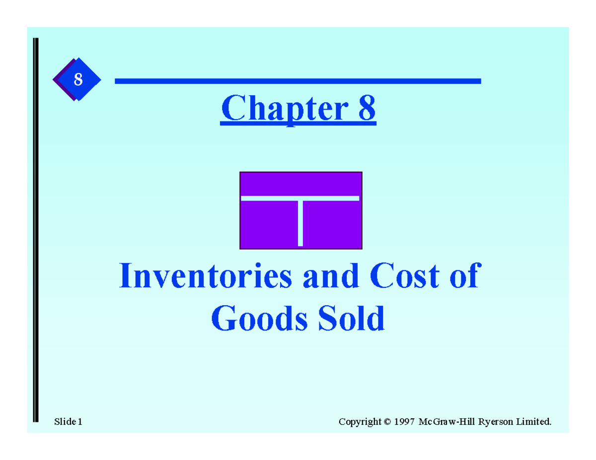 Whbm08-accounting - 8 Inventories and Cost of Goods Sold Chapter 8 8 ...