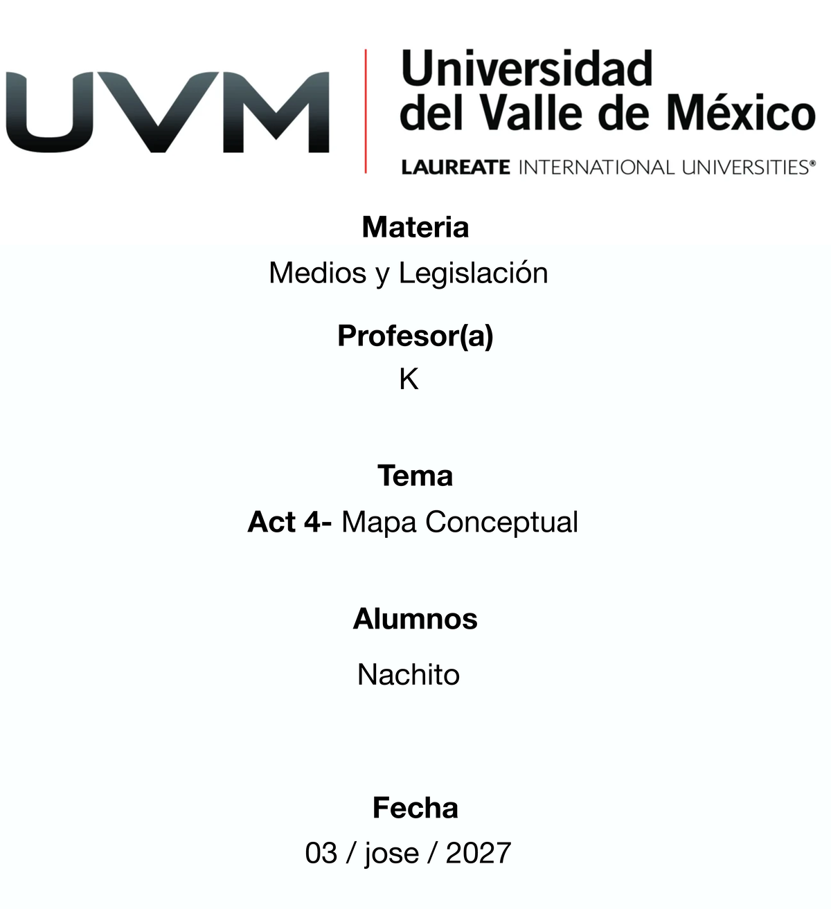 ACT.4 Mapa conceptual - Medios y Legislación 2 - Materia Medios y Legislación Profesor(a) K Tema ...