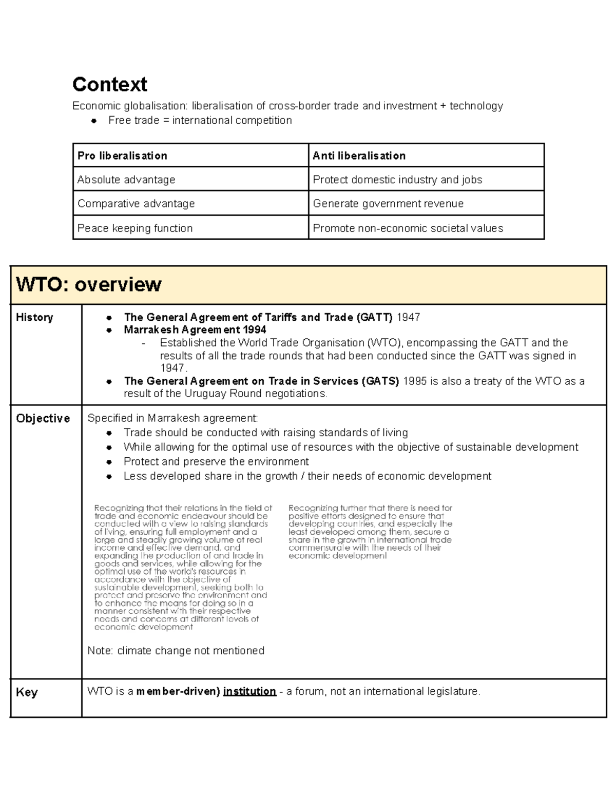 Test 1 - Preparation notes for test 1, covering GATT and WTO dispute ...