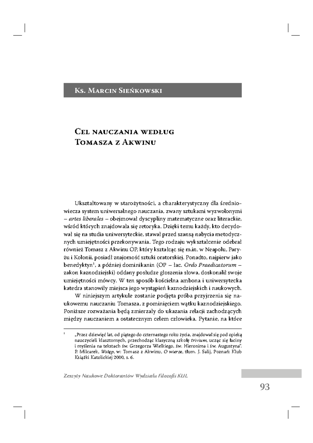 KS M Sienkowski Cel nauczania - Zeszyty Naukowe Doktorantów Wydziału ...
