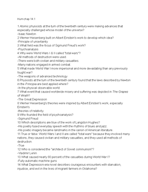 HUM ch - chapter 5 core content - HUM 1. Between the eighth and tenth ...