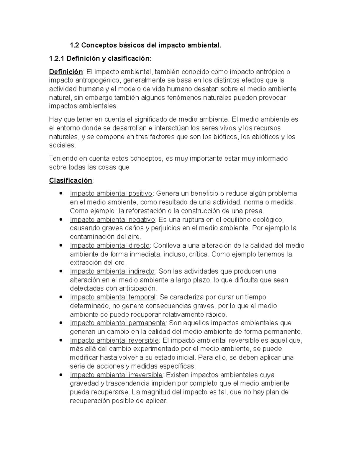 Definición y clasificación del impacto ambiental - 1 Conceptos básicos ...