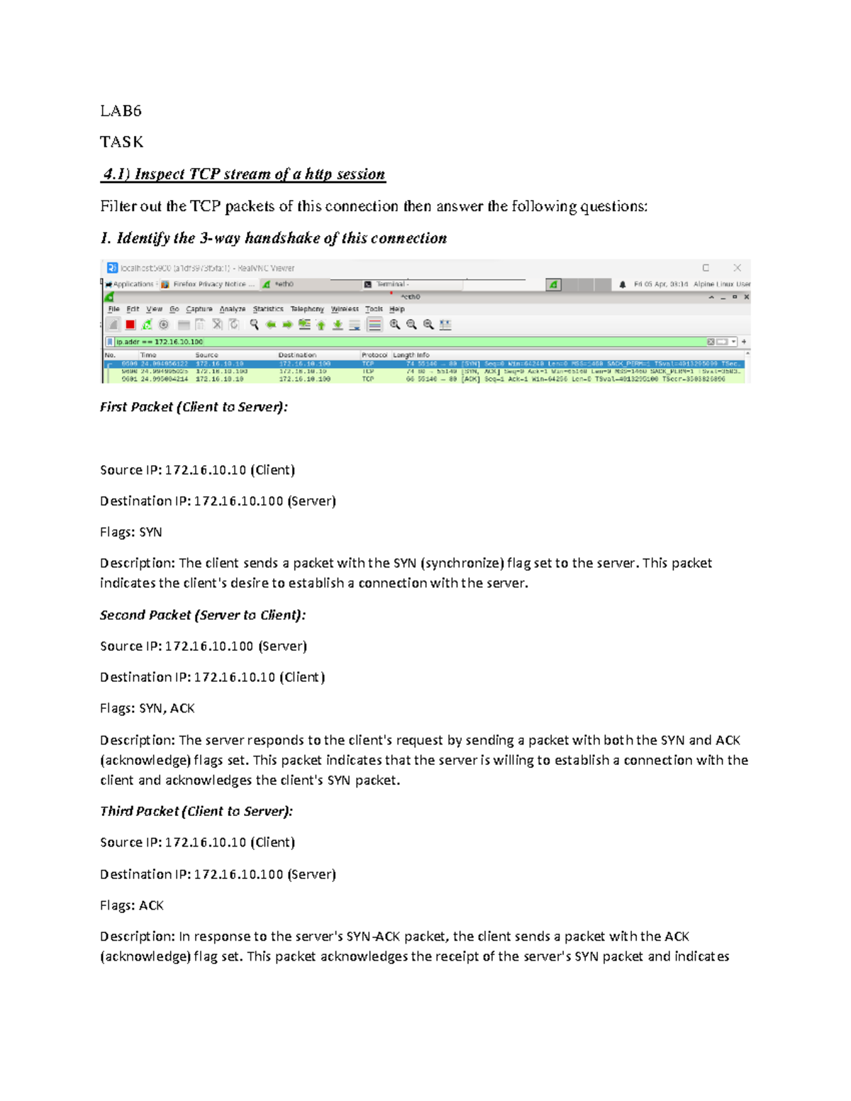 Lab6 Lab For Wireshark Lab Task 4 Inspect Tcp Stream Of A