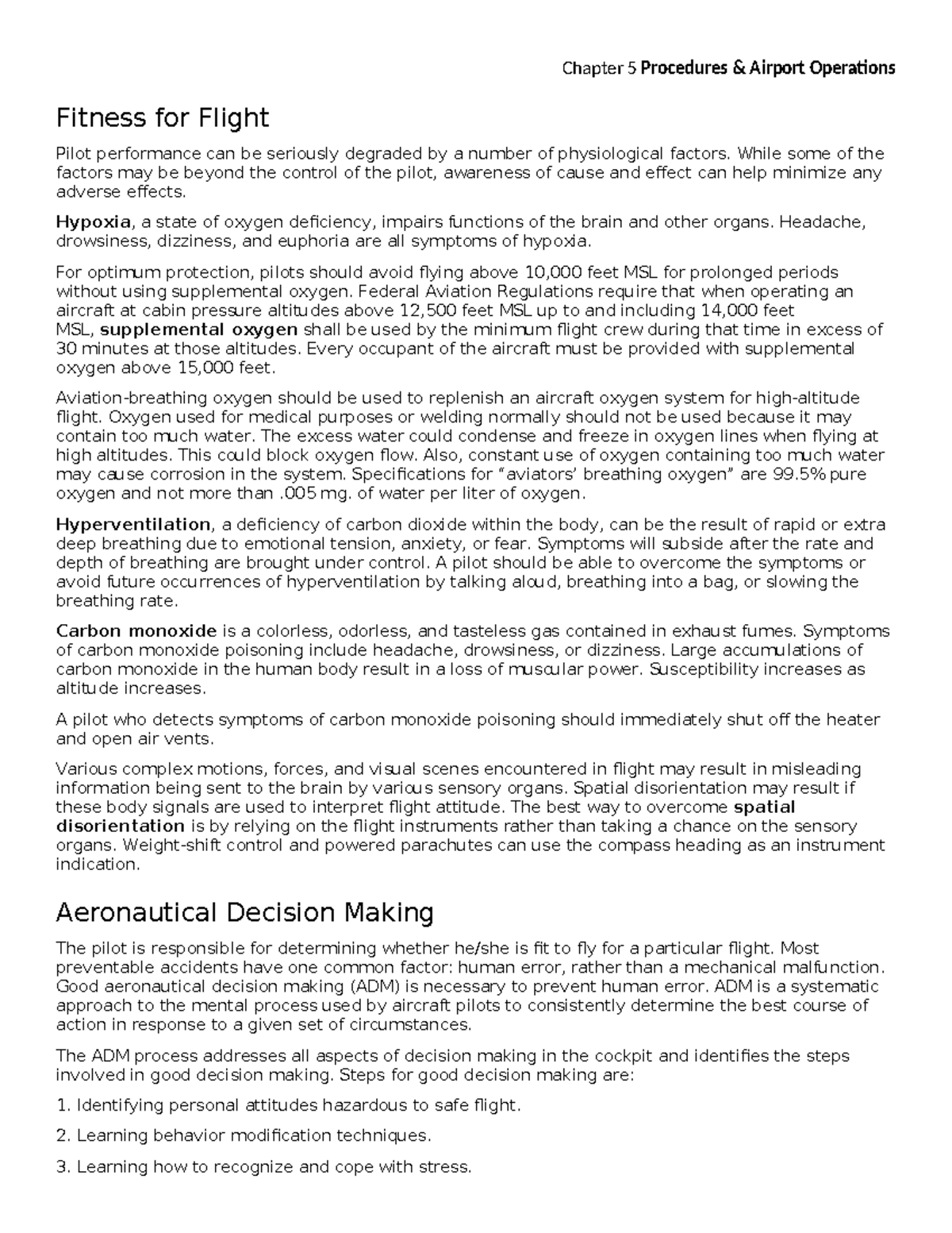 ASA Study Guide GL13 - no info needed - Chapter 5 Procedures & Airport ...