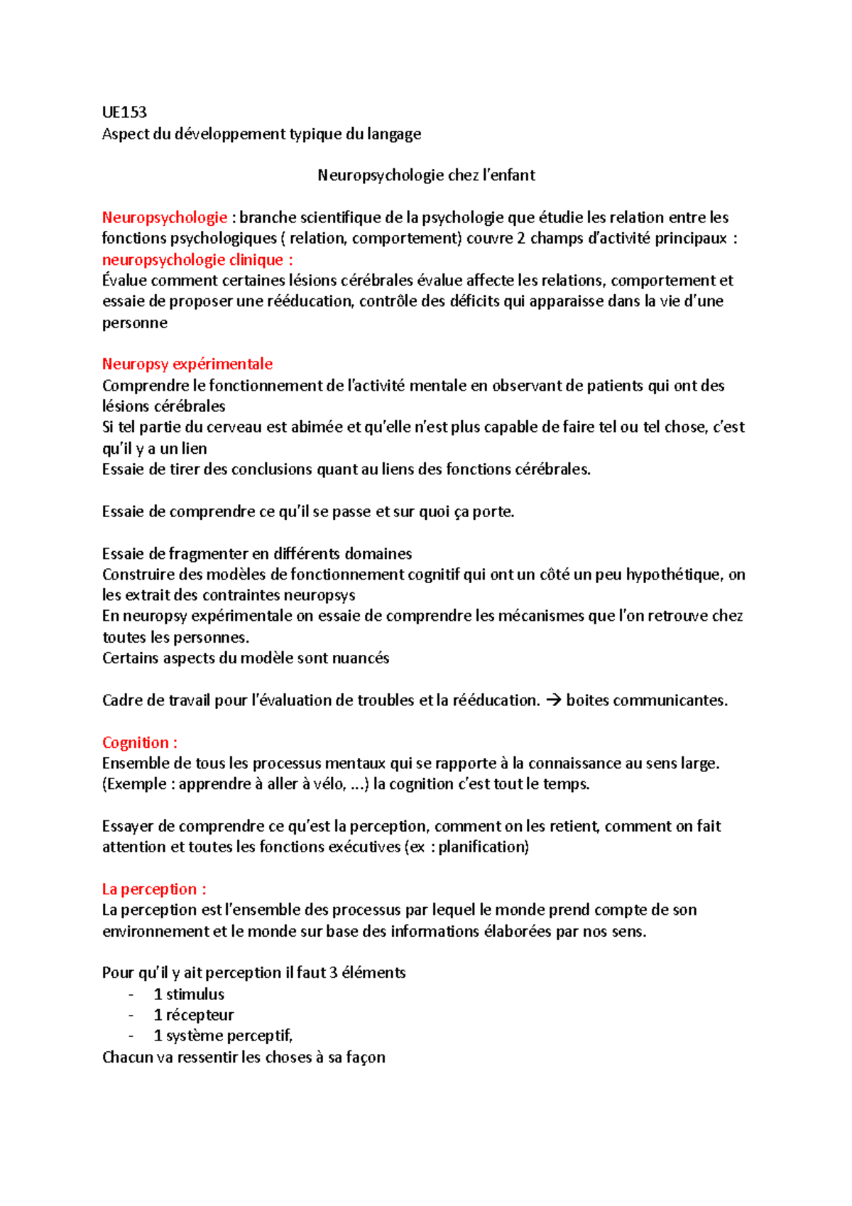 UE153 neuropsy de l'enfant - UE Aspect du développement typique du ...