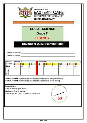 Grade 4 History Script November 2022 - TOM NEWBY SCHOOL TERM 4 FORMAL ...