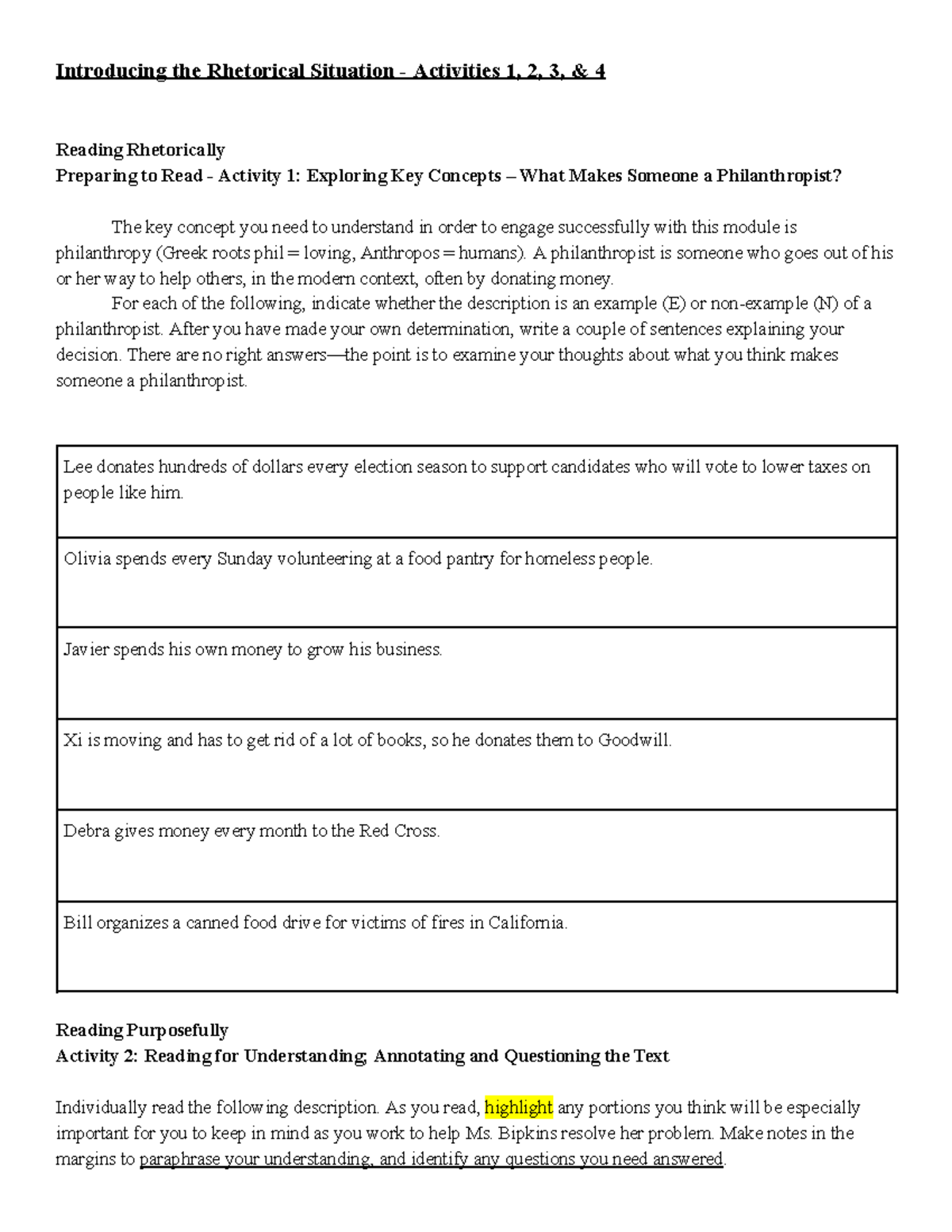 Anthony Mota - Introducing the Rhetorical Situation - Activities 1, 2 ...