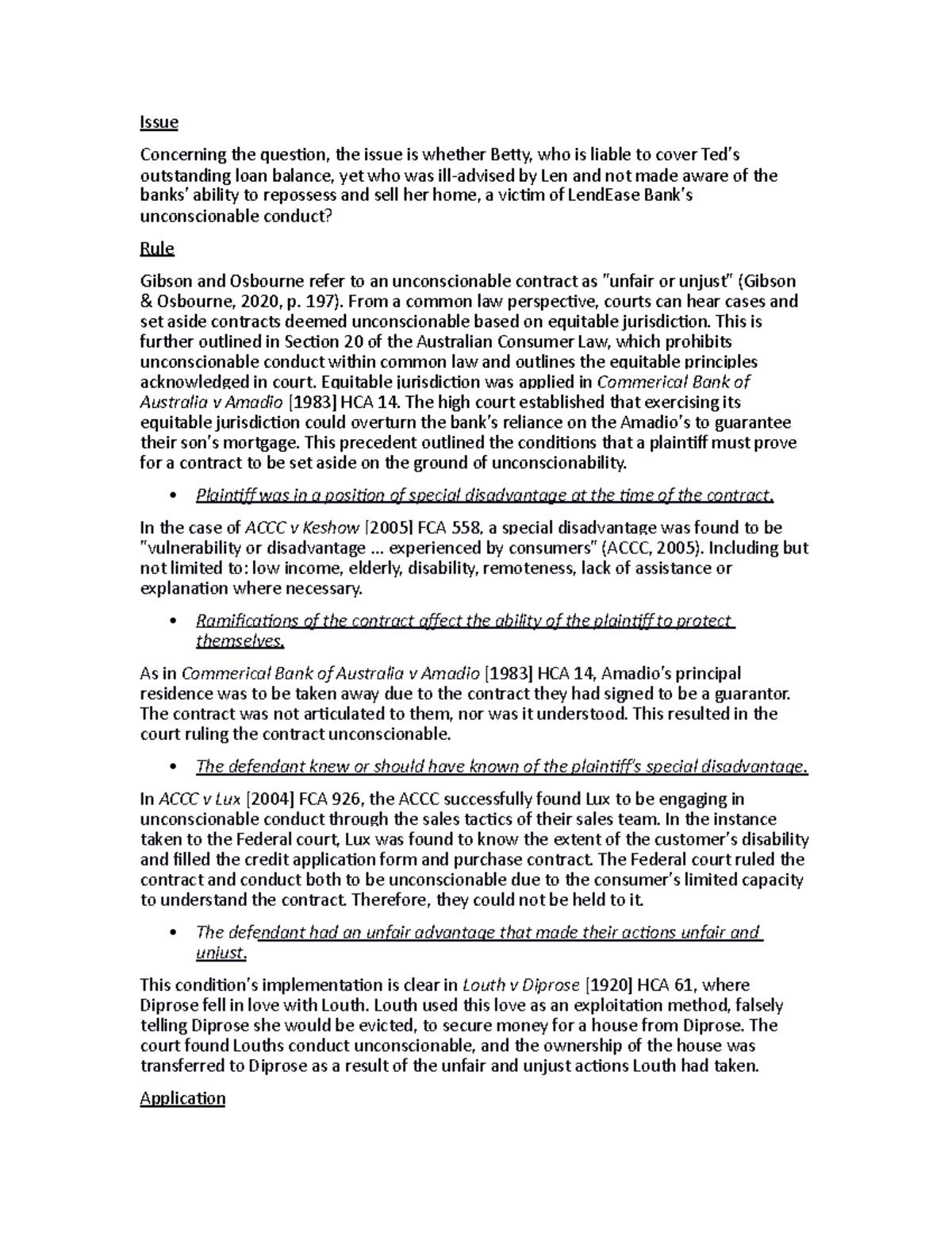 Law Foundations Assignment - Issue Concerning the question, the issue ...