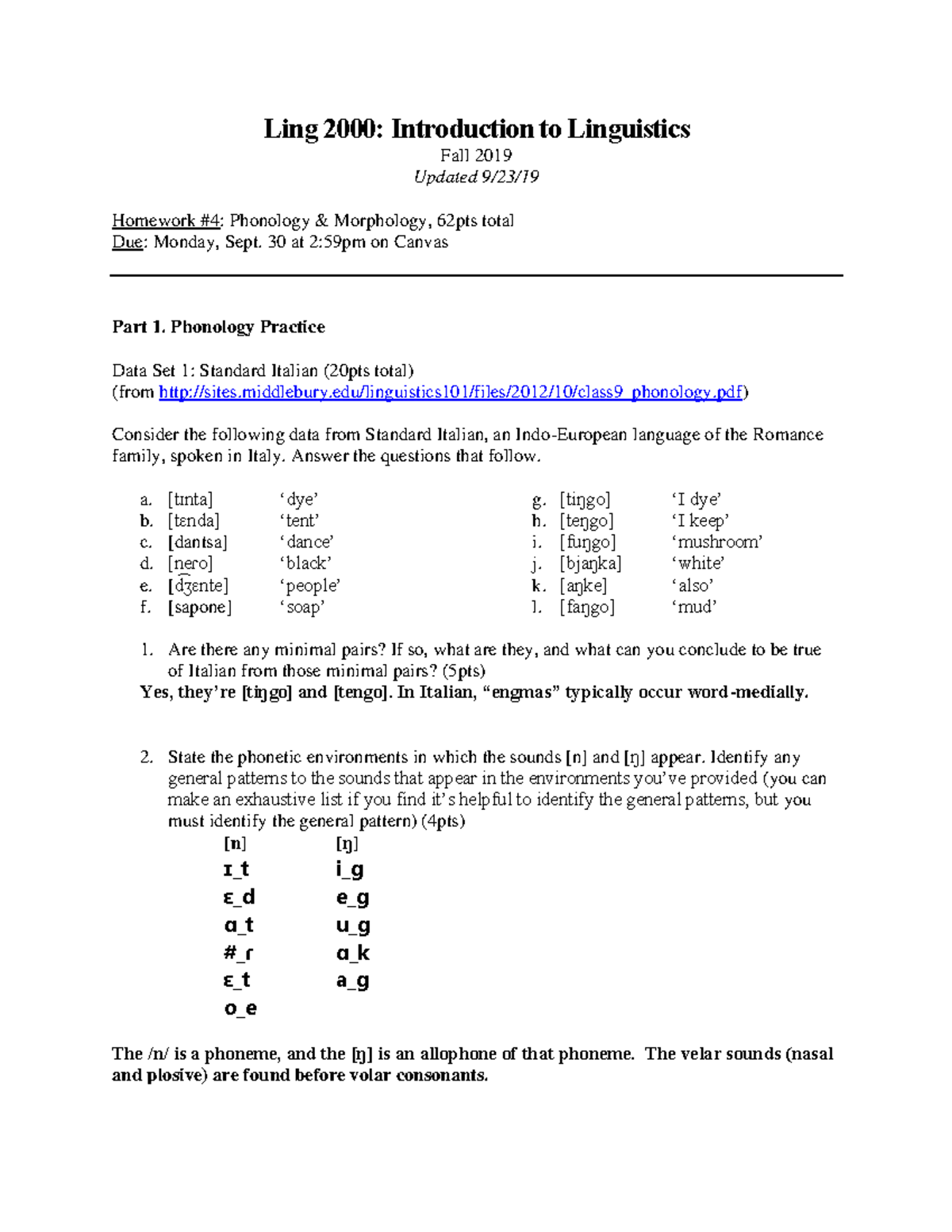 Ling 2000 Fall19 HW4 - Linguistics Homework 4 - ADRICULA - Ling 2000: Introduction to ...