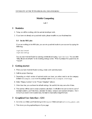 Lab6 - UNIVERSITY OF THE WITWATERSRAND, JOHANNESBURG Mobile Computing Lab 6 1 Web Services Today ...