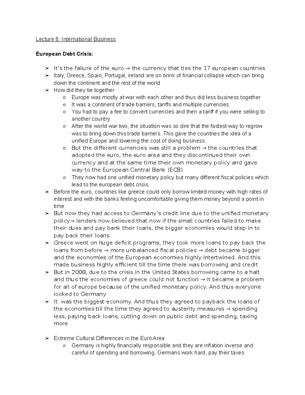 Case Studies - Lecture 6: International Business European Debt Crisis ...