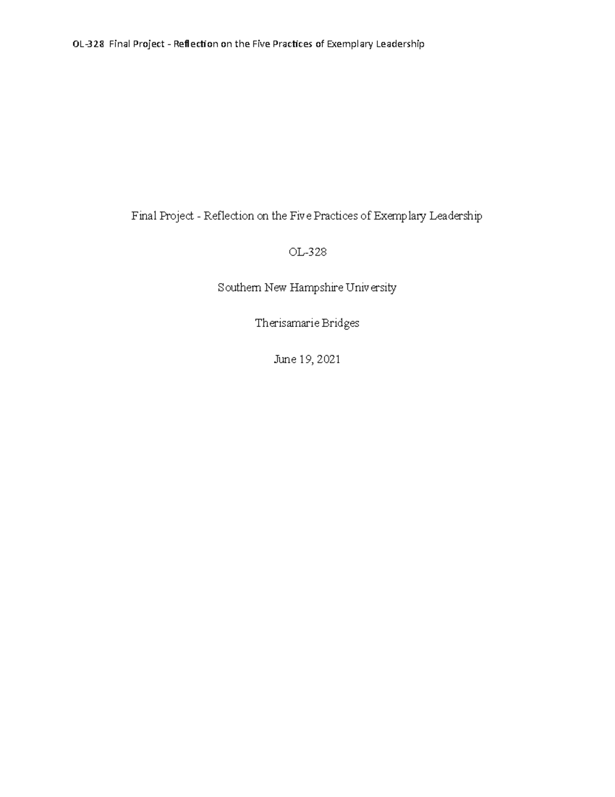Final Project - Model the Way, Inspire a Shared Vision, Challenge the ...