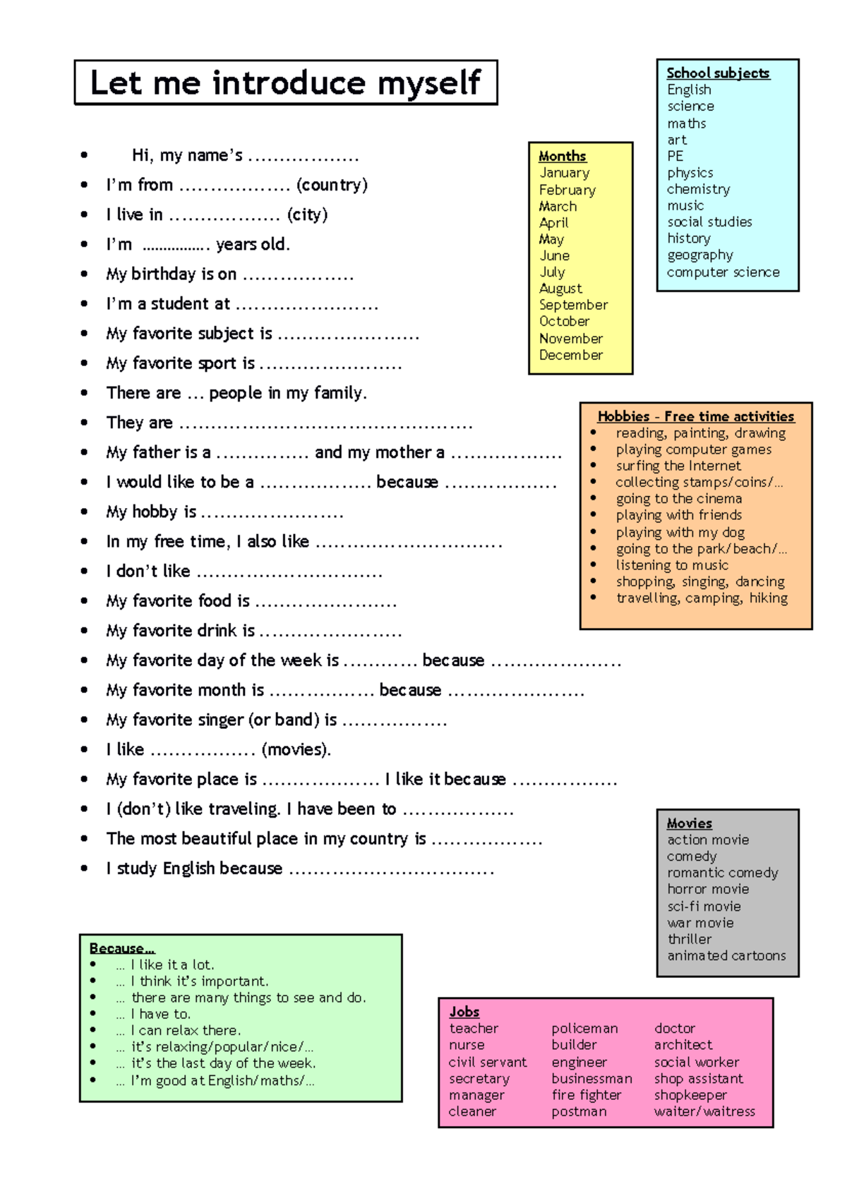 1. Let me introduce myself - Let me introduce myself Hi, my name’s ...