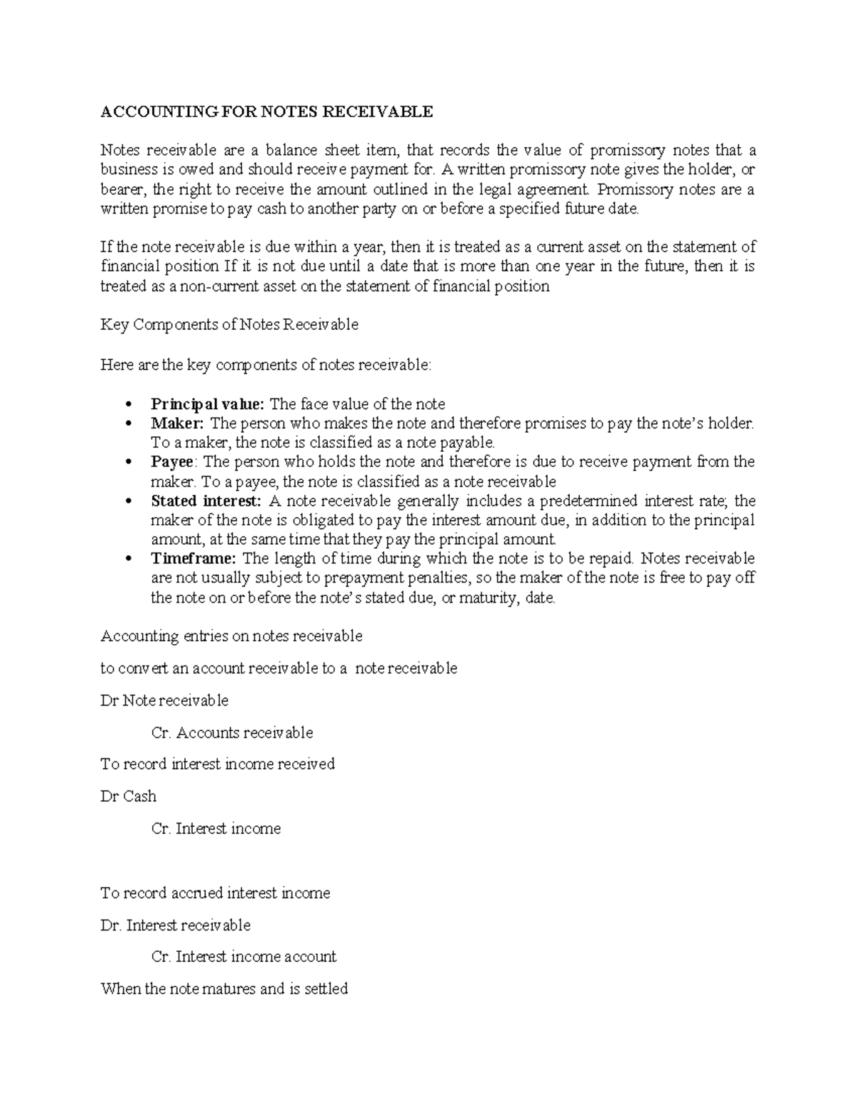Accounting FOR Notes Receivable 014527 - ACCOUNTING FOR NOTES ...