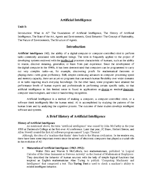 AI Unit 4 - Unit 4 - Uncertain Knowledge and Reasoning: Acting under ...