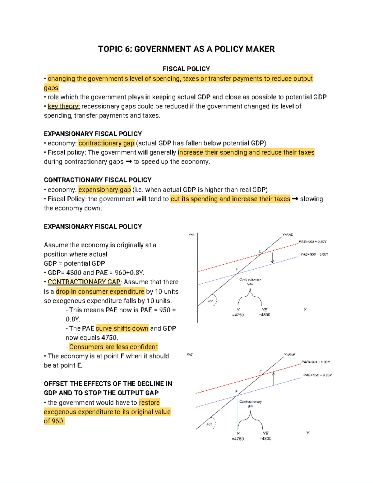 ECON1102 notes - Topic 6 Google Docs - TOPIC 6: GOVERNMENT AS A POLICY ...