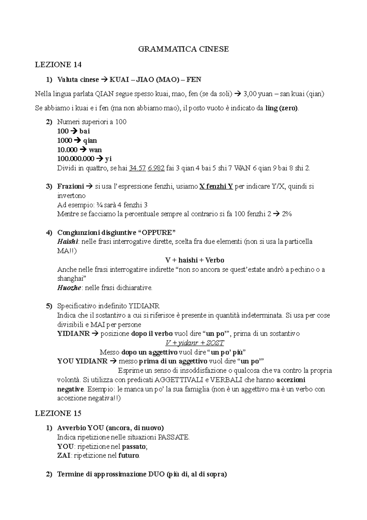 Grammatica Cinese - GRAMMATICA CINESE LEZIONE 14 Valuta cinese KUAI ...