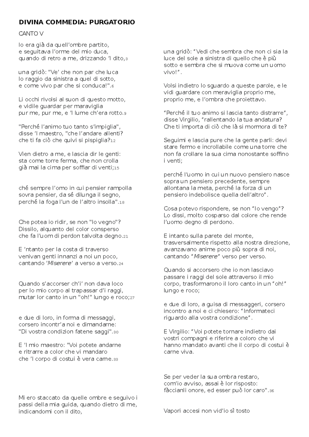 Purgatorio Canto V testo + parafrasi + appunti - DIVINA COMMEDIA ...