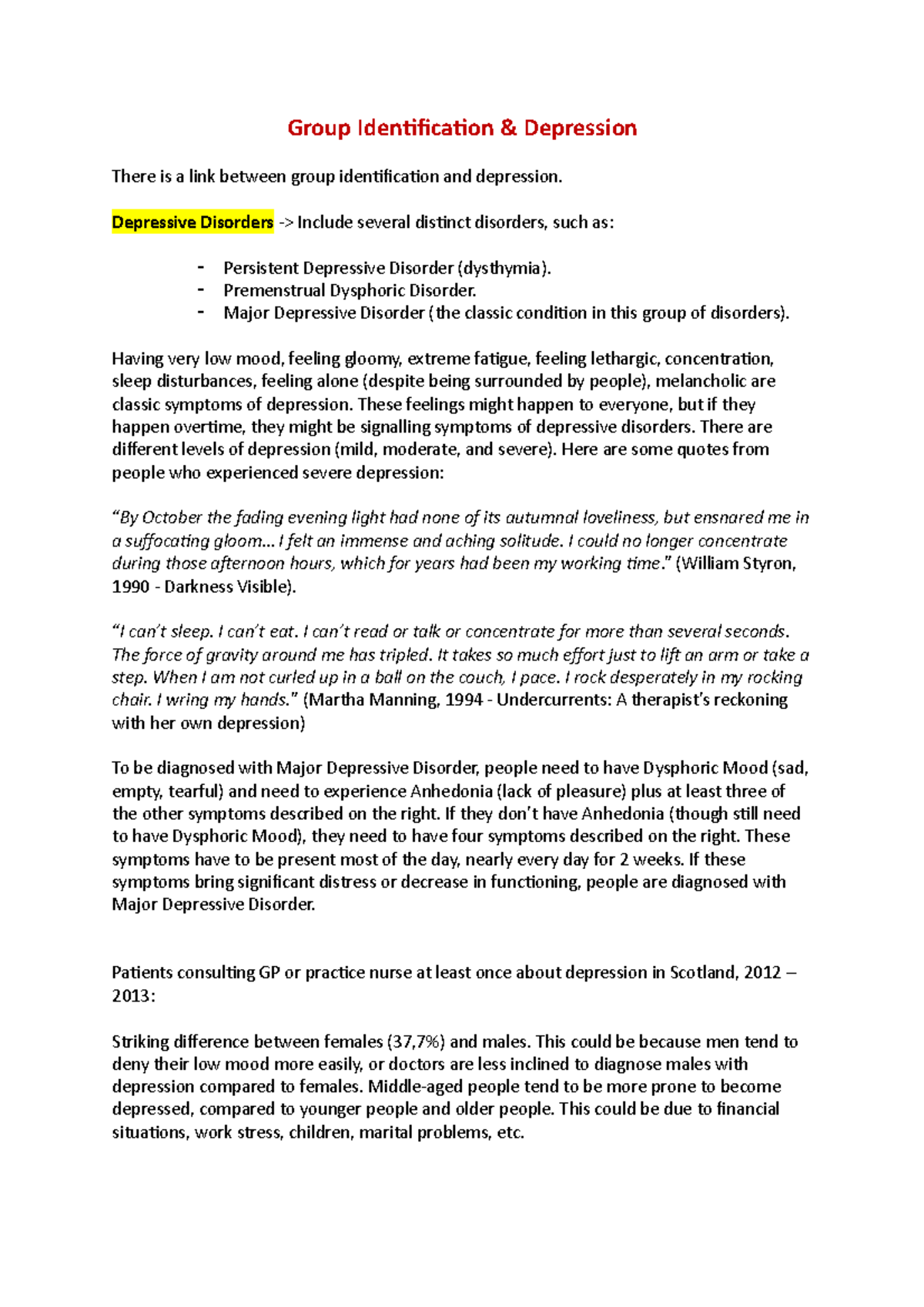 Session 7 - Group Identification & Depression - Group Identification ...