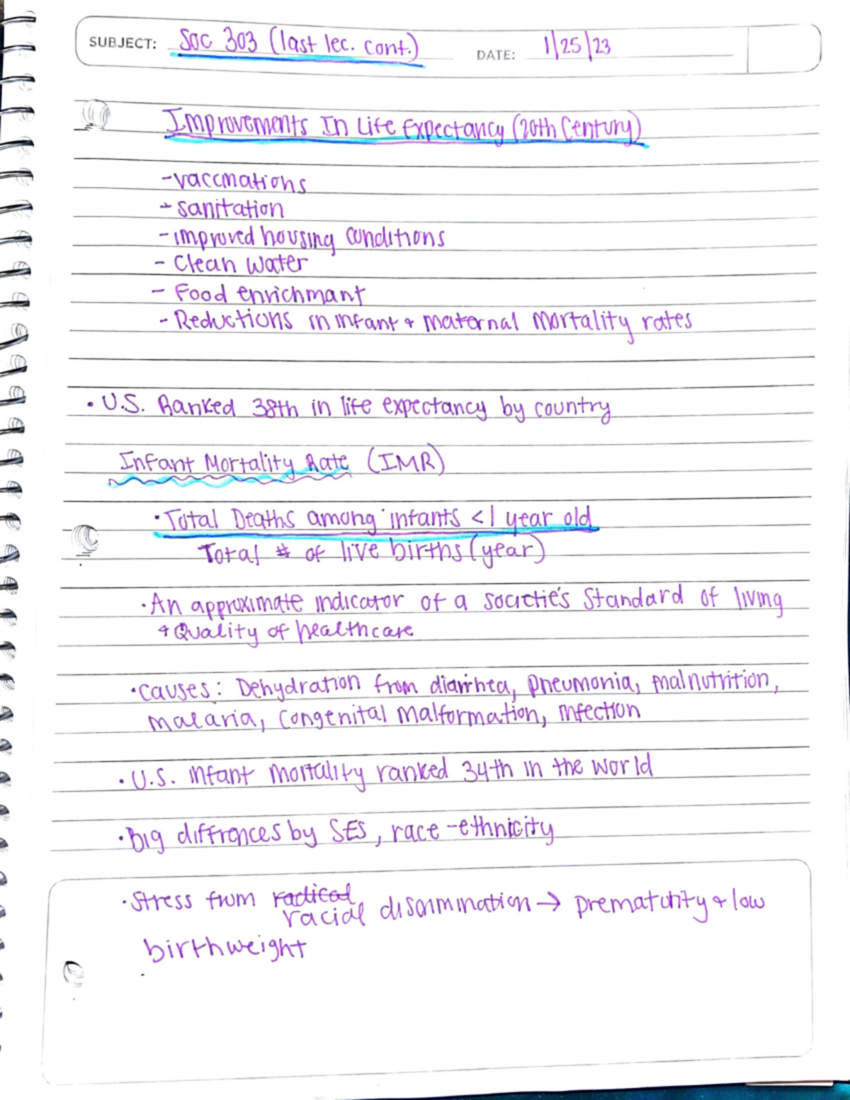 Soc 303 notes 3 - Life Expectancy and Mortality Rate, Chronic Disease ...