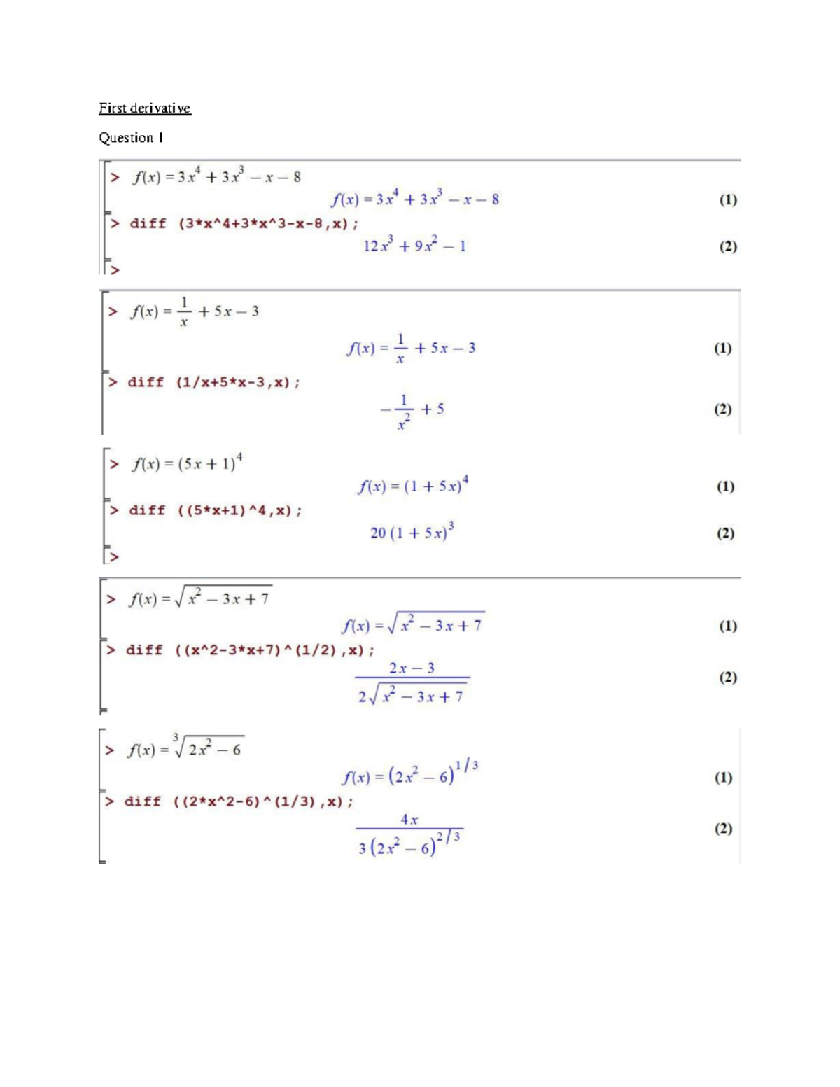 Maple Calculus Assignment - Applied probability and statistics - First ...