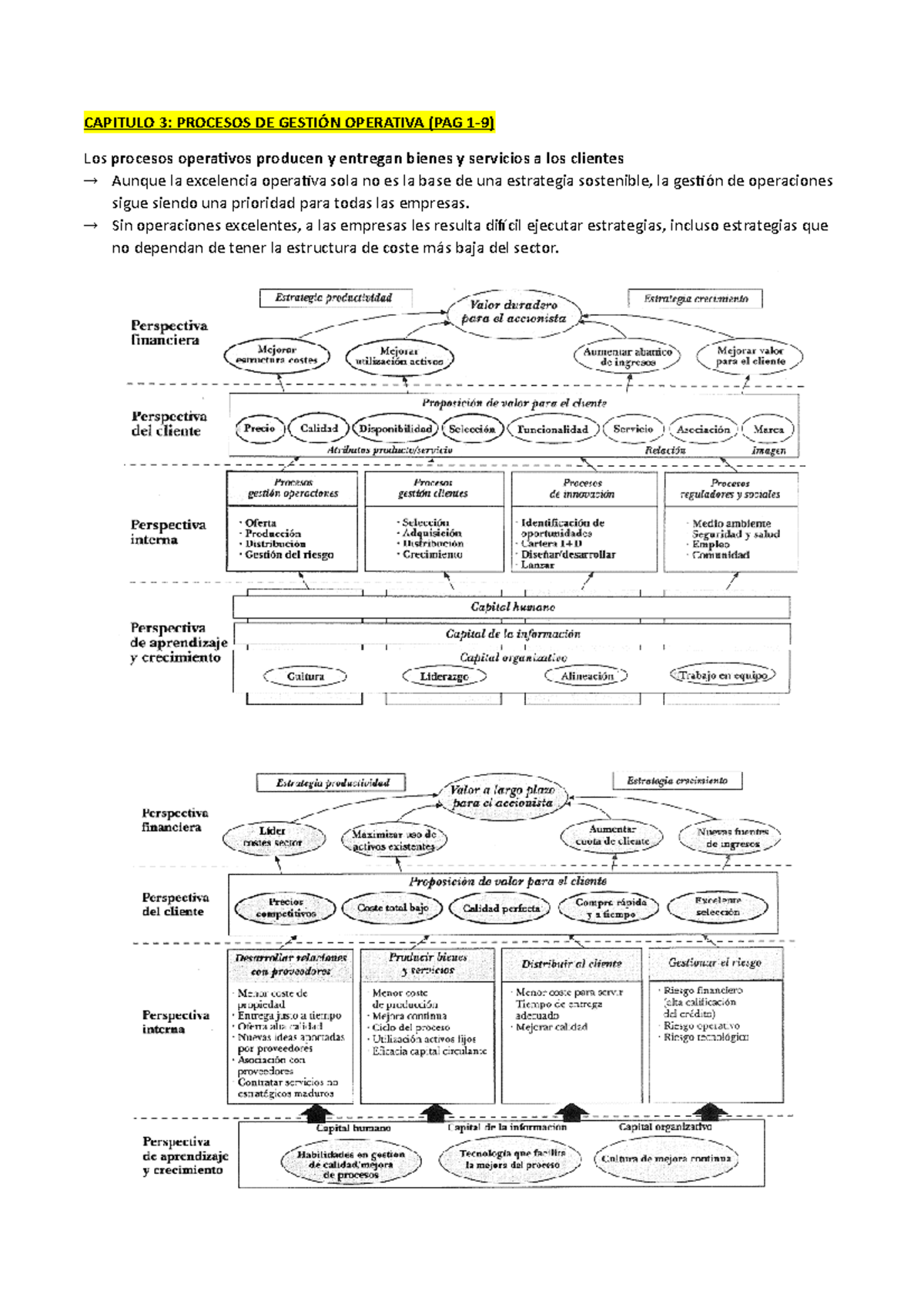 TODO Completo cap 3. kaplan y norton - CAPITULO 3: PROCESOS DE GESTIÓN ...