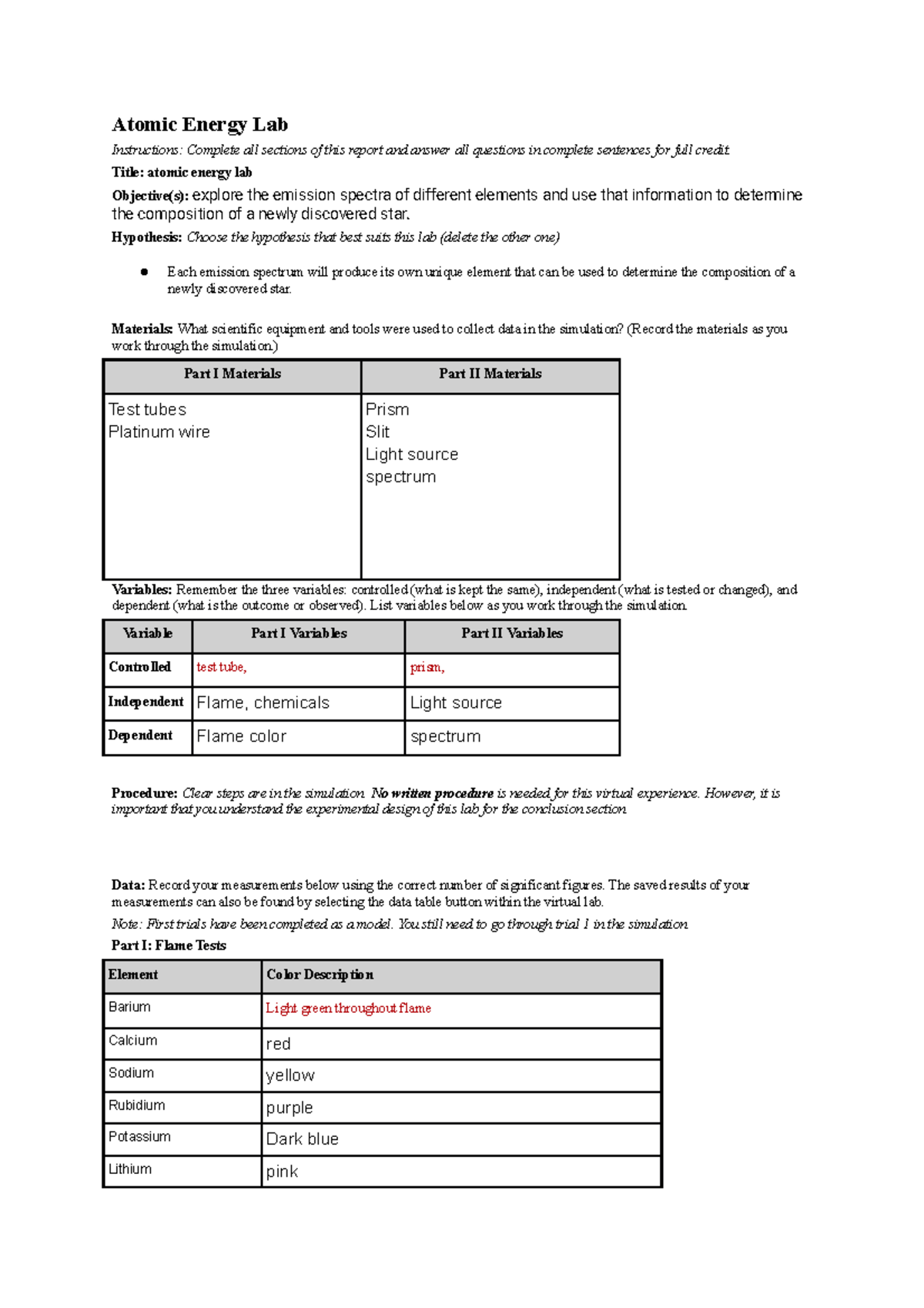 Atomic Energy Lab - assignment for the class - Atomic Energy Lab ...