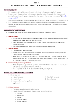 UNIT 1 THE Meaning AND Importance OF Tourism AND Hospitality - UNIT 1 ...