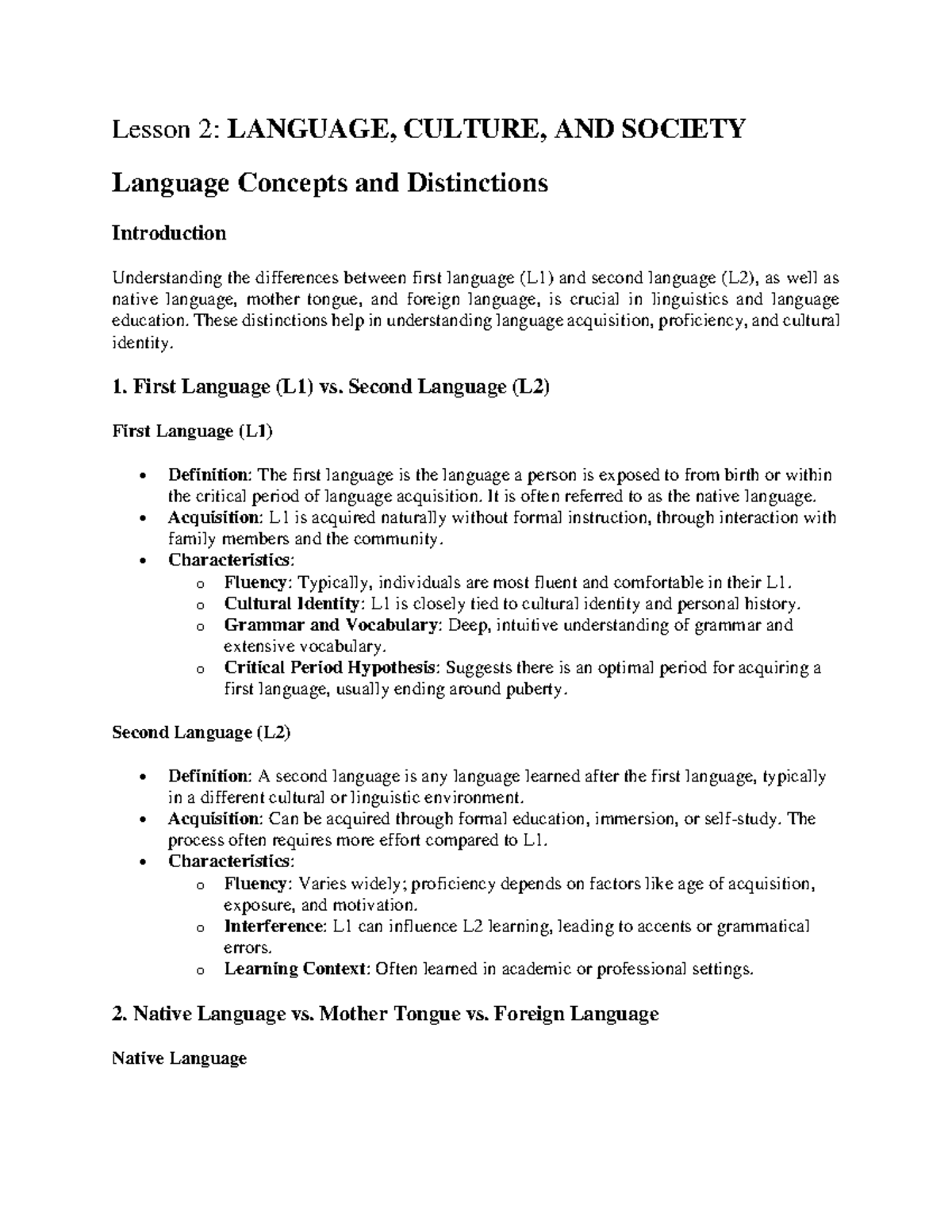 LCS- Lesson-2 - LCS lesson 2 - Lesson 2: LANGUAGE, CULTURE, AND SOCIETY ...