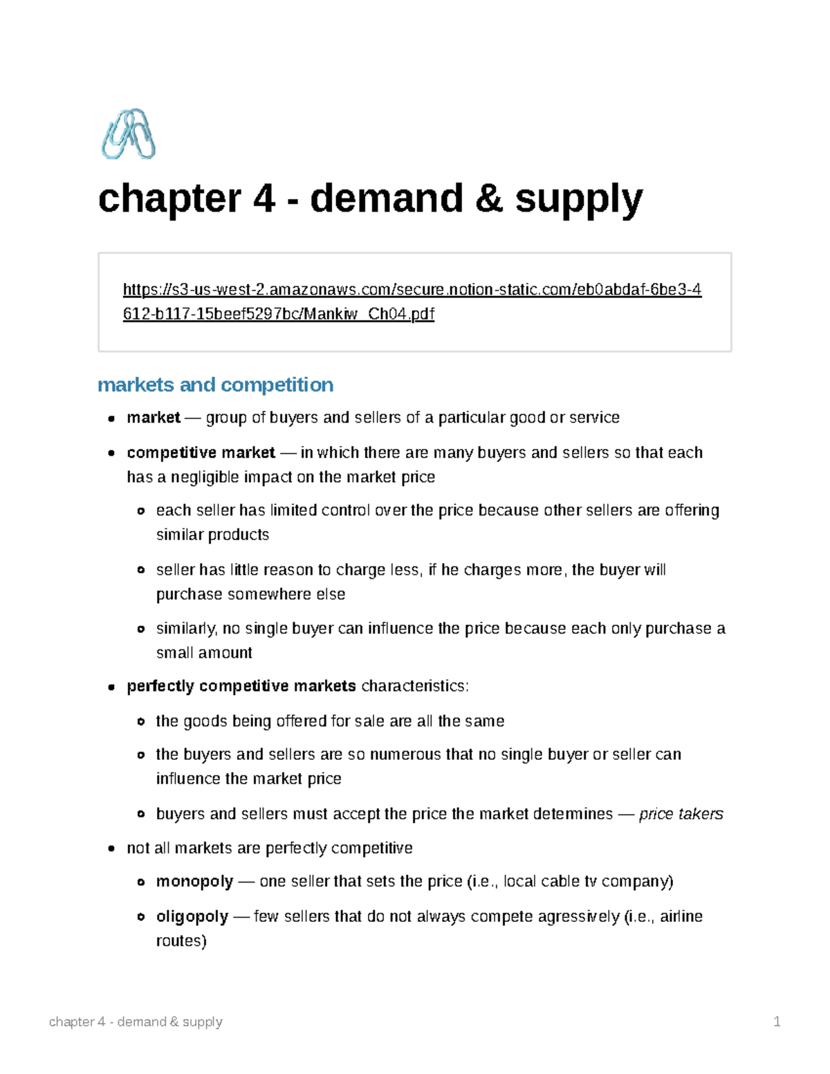 Chapter 4 - demand supply - chapter 4 - demand & supply 1 🖇 chapter 4 ...