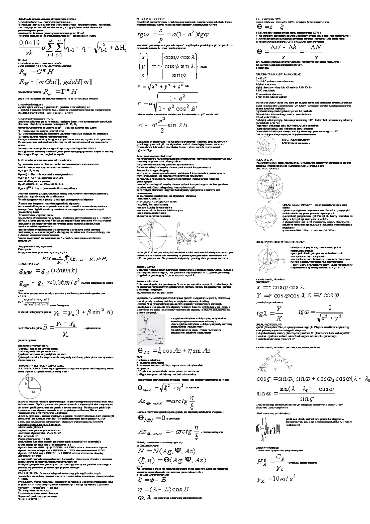 Geodezja wyzsza - Notatki z wykładu 1-10 - Geodezja fizyczna i ...