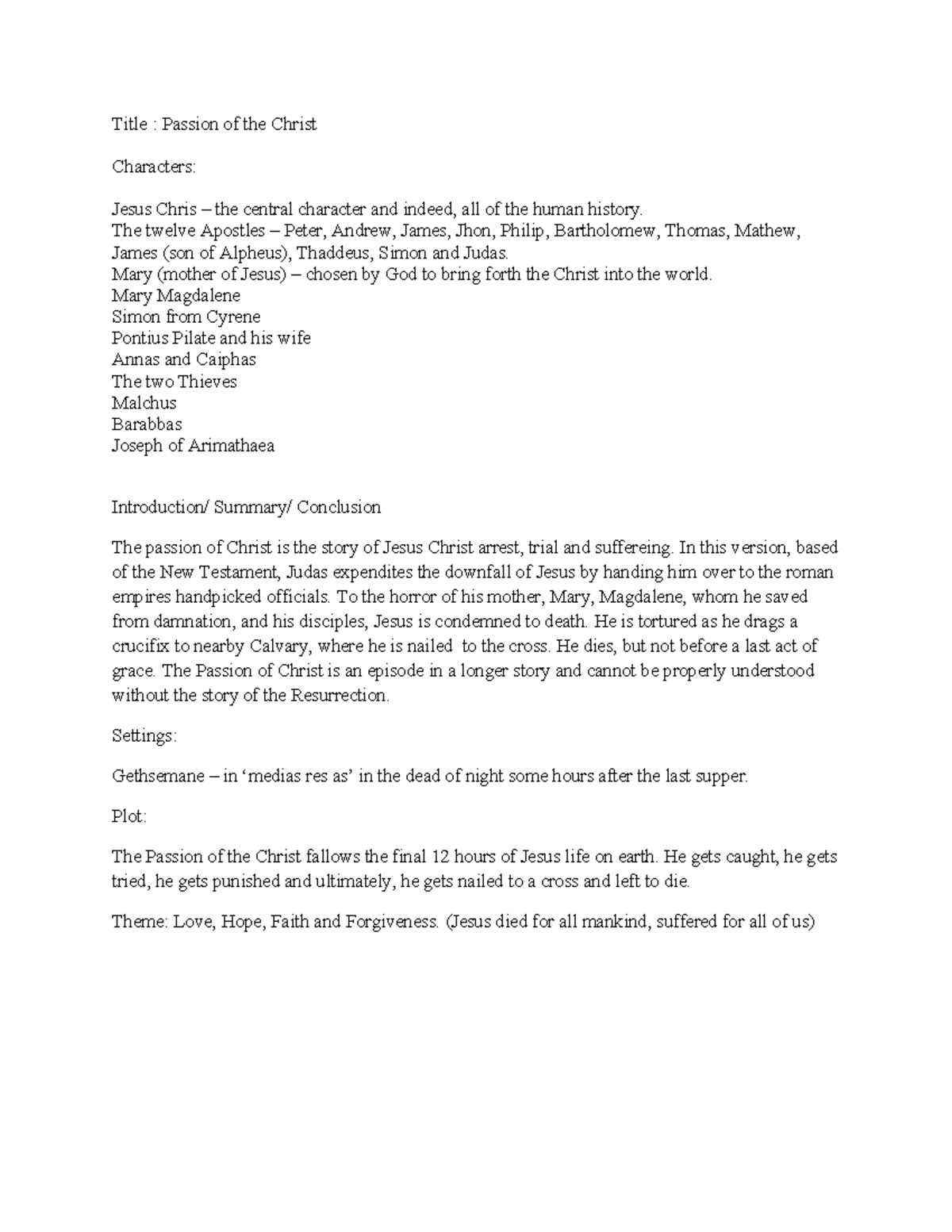 Passion of christ - assign - Title : Passion of the Christ Characters ...